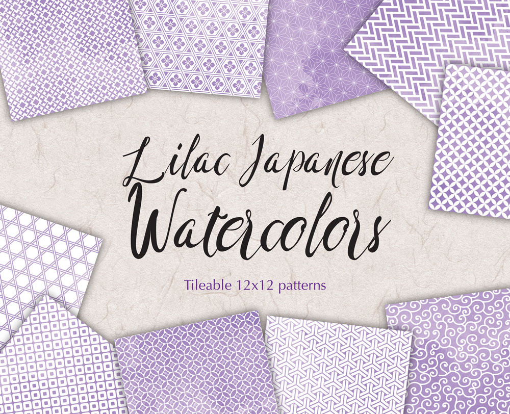 Lilac Watercolor Digital Paper, a Pattern Graphic by All is full of Love