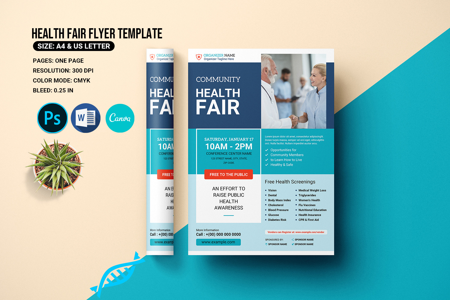 Health Fair Flyer Template, a Flyer Template by retrographix