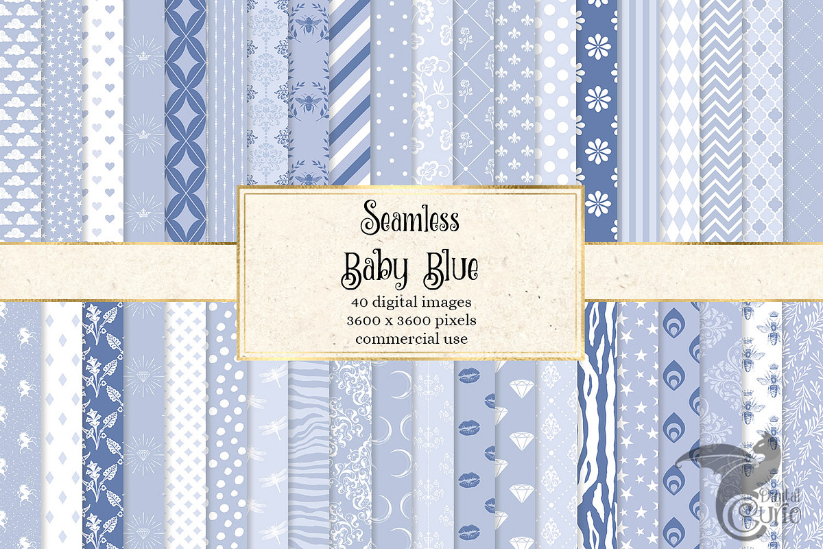 Baby Blue Digital Paper, a Pattern Graphic by Digital Curio