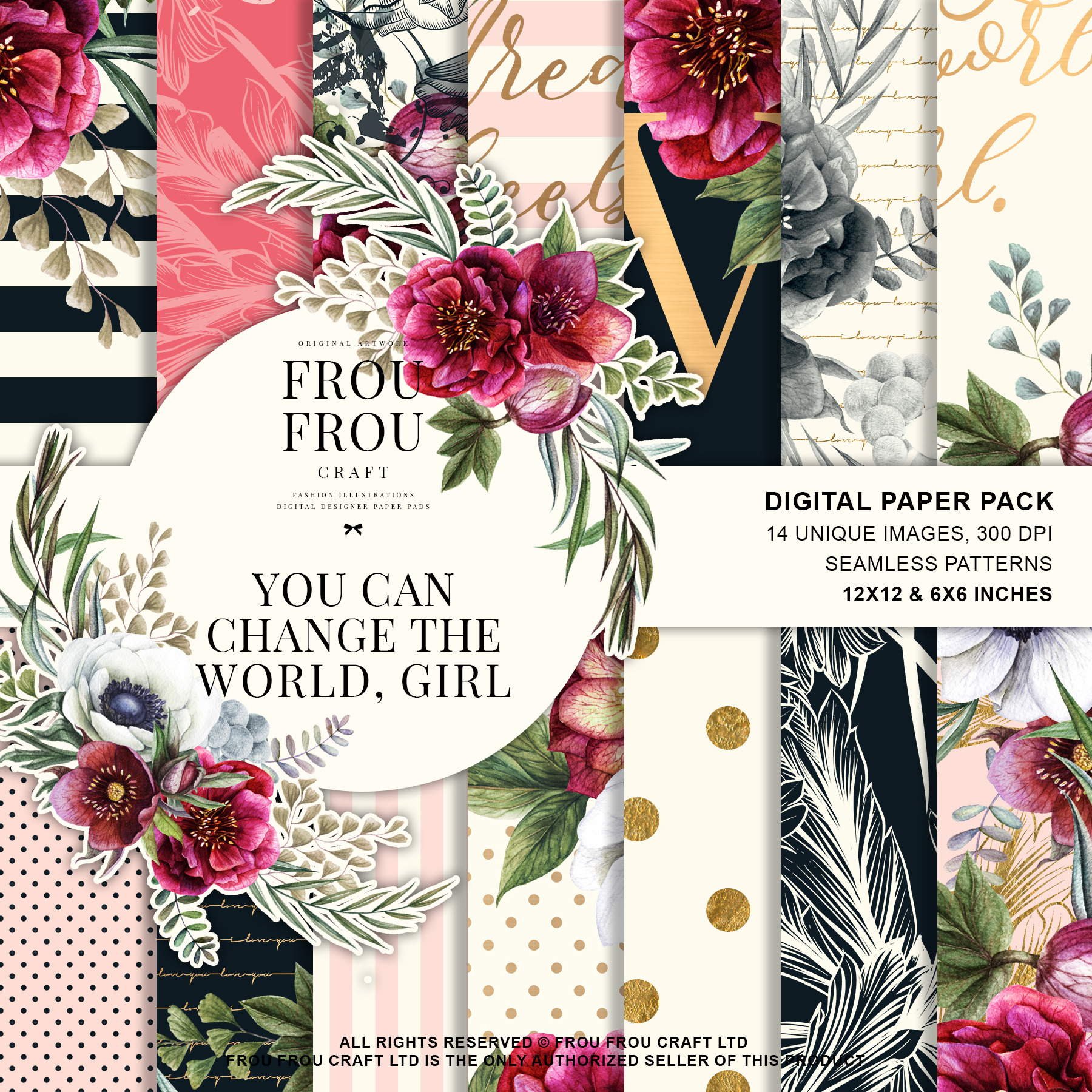Girl Boss Feminine Paper Pack, a Pattern Graphic by Frou Fou Craft