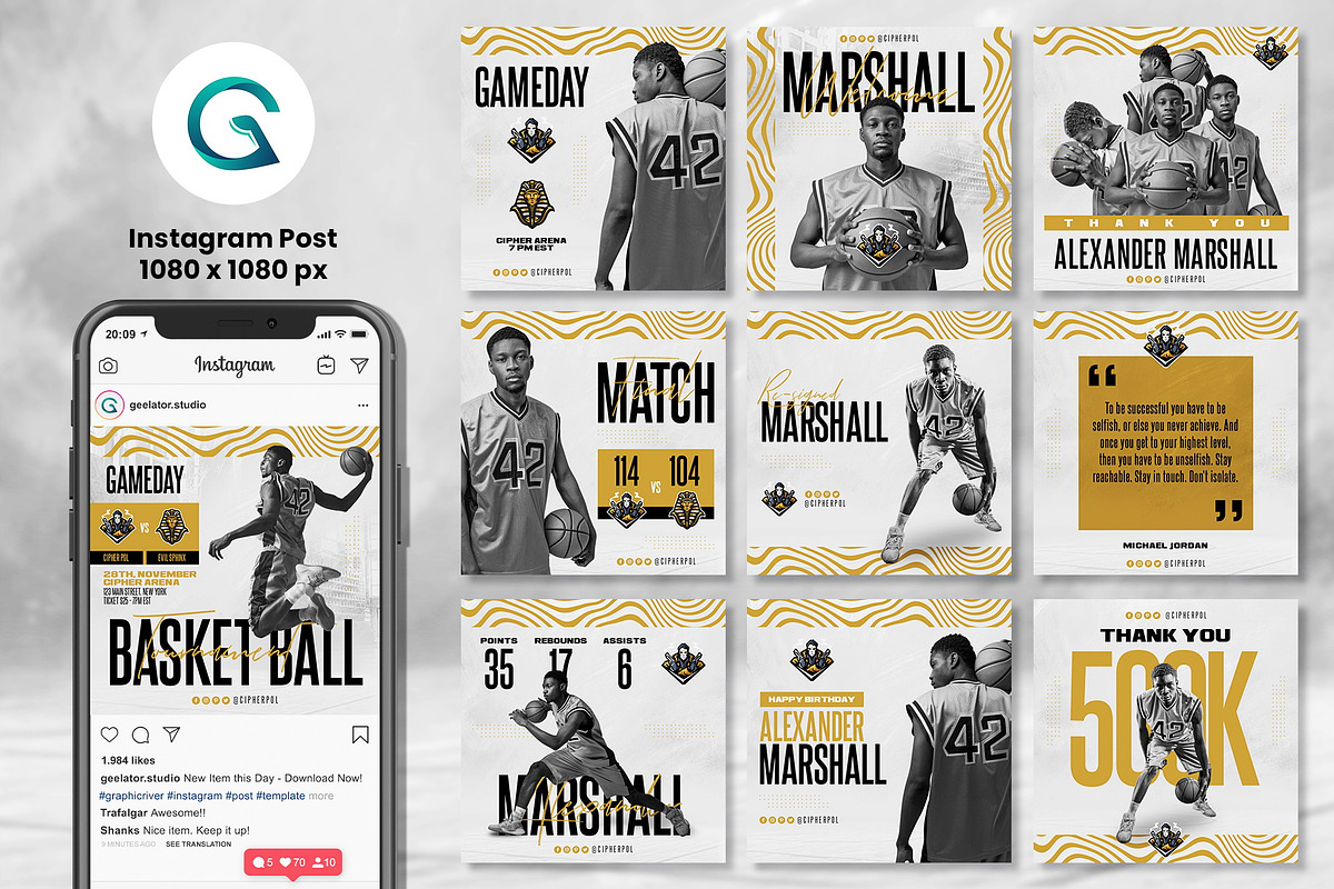 Basketball Social Media Template, a Social Media Template by Geelator ...