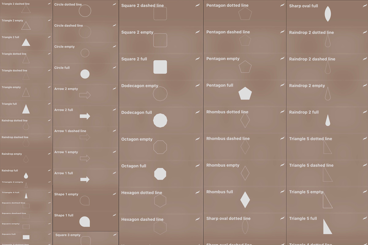 Procreate - Basic shapes and forms, a Brush Add-On by PDknyStudio
