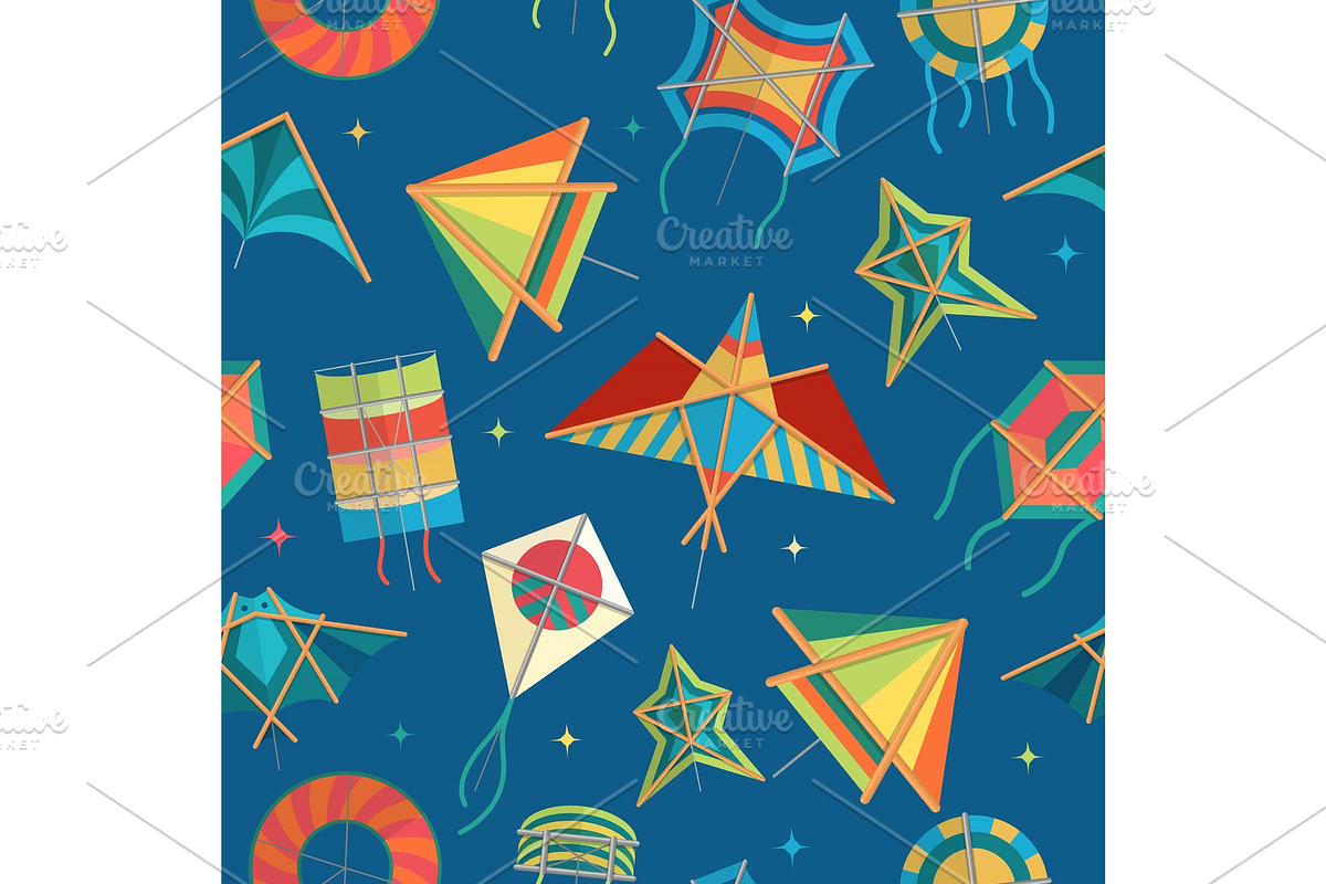 Paper kites of different shapes fly, a Texture Illustration by ...