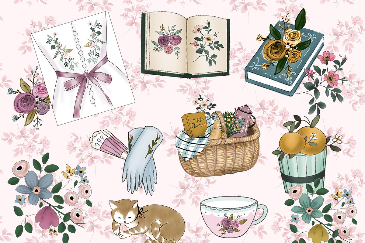 Little Women clipart, an Illustration by Rosabebe
