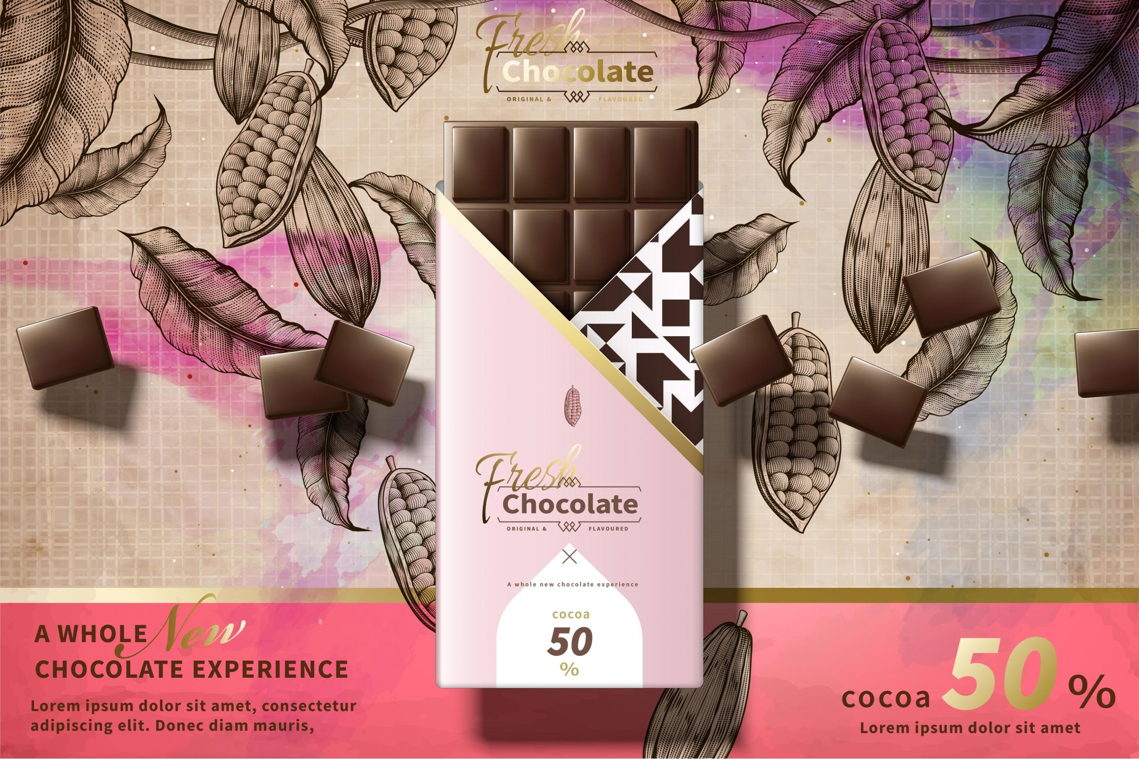 Premium chocolate ads | Flyer Templates ~ Creative Market