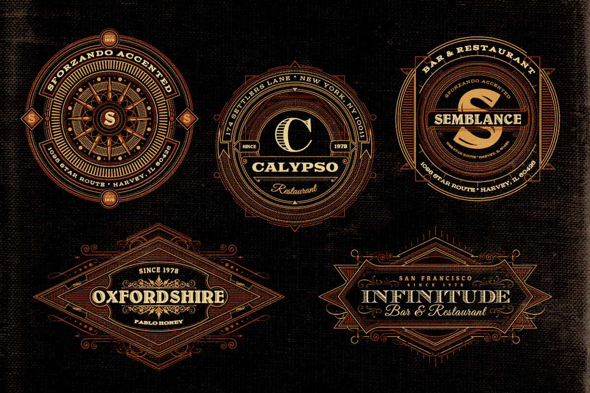 Complex Logos/Signs/Badges v.2, a Branding & Logo Template by Cruzine