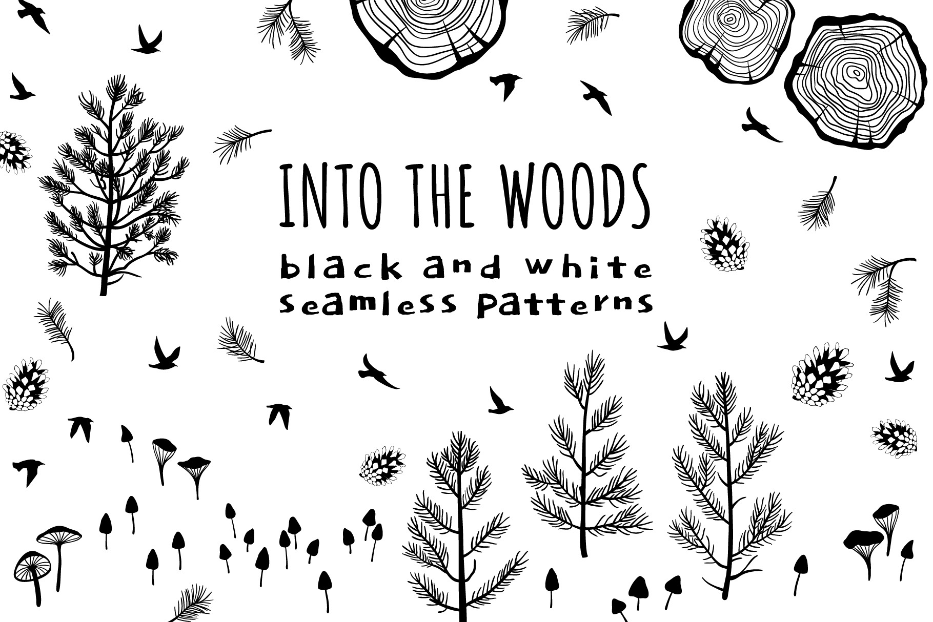 Into The Woods, 12 seamless patterns, a Pattern Graphic by pineart