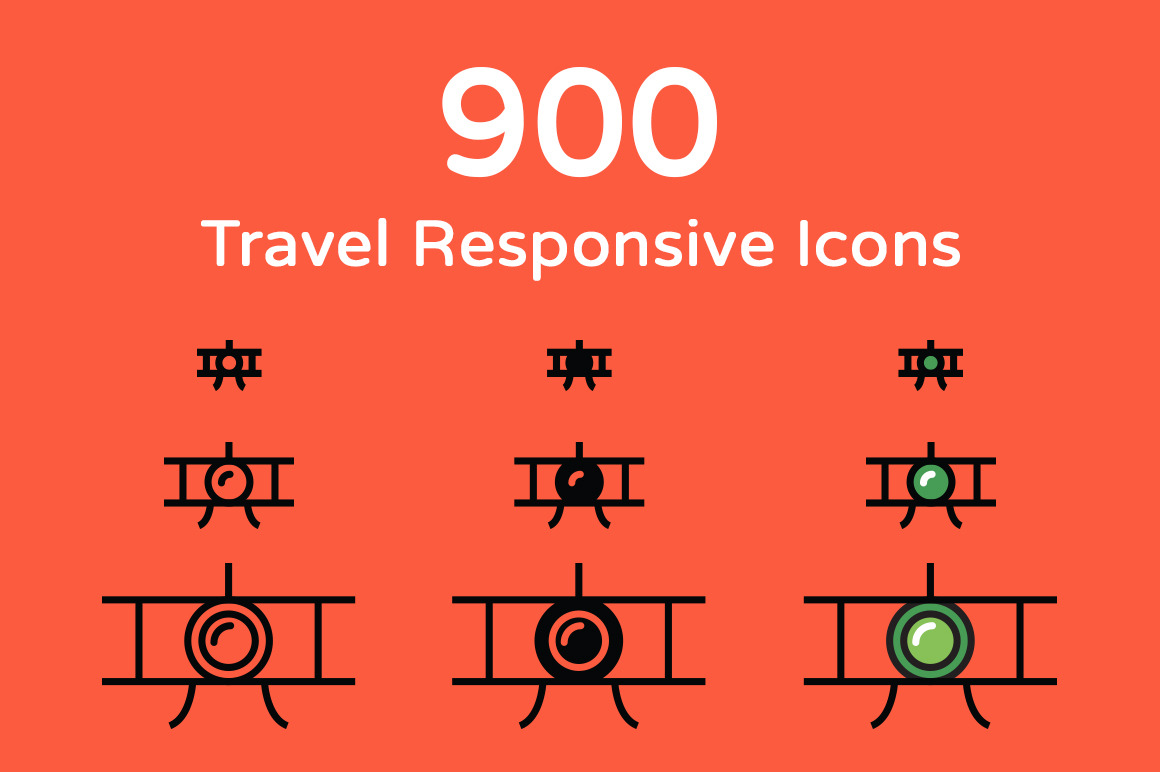 900 Travel Responsive Icons, a Solid Icon by Creative Stall