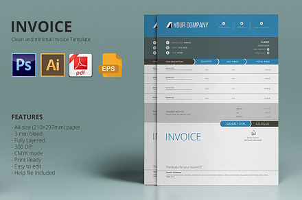 Invoice/bill, a Stationery Template by art_ample