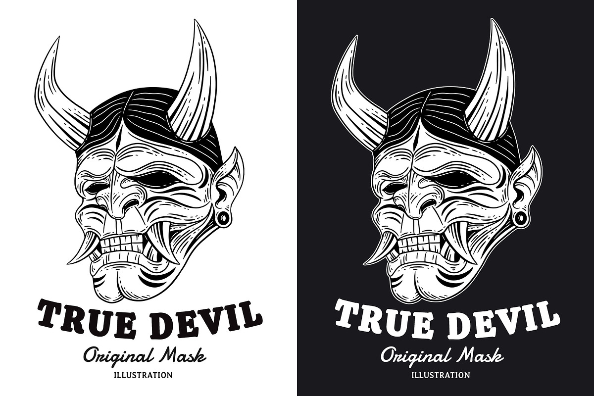 15 Set Japanese Demon Mask Skull, an Illustration by Morspective ...