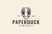 head duck with paper line logo | Creative Market