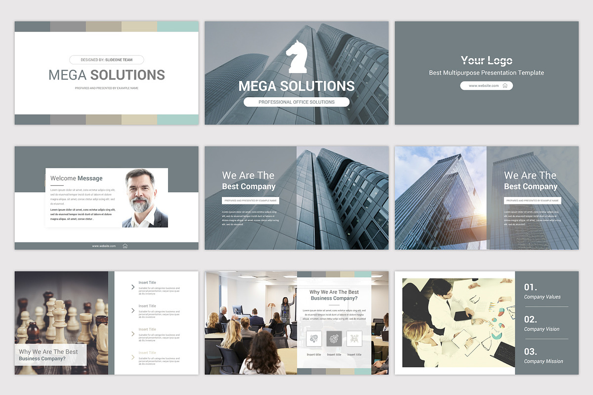 Mega Solutions PowerPoint Template, a Presentation Template by SlideOne