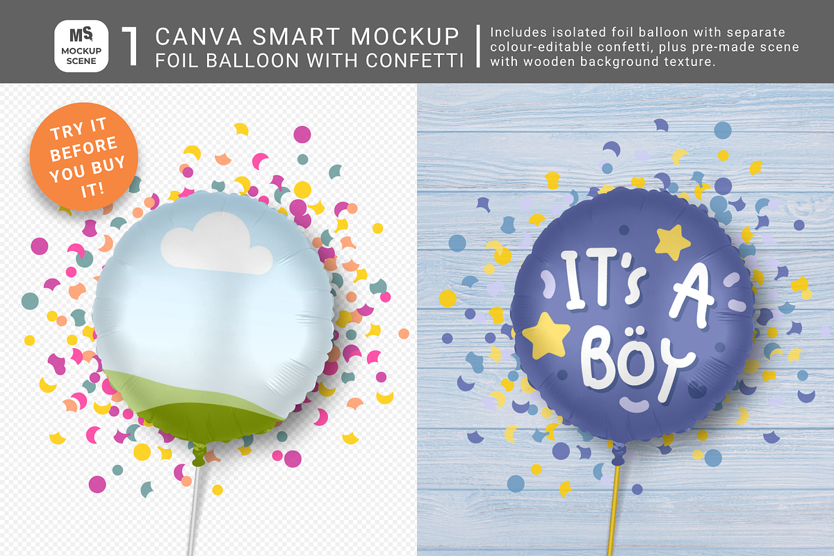 Foil Balloon Canva Smart Mockup
