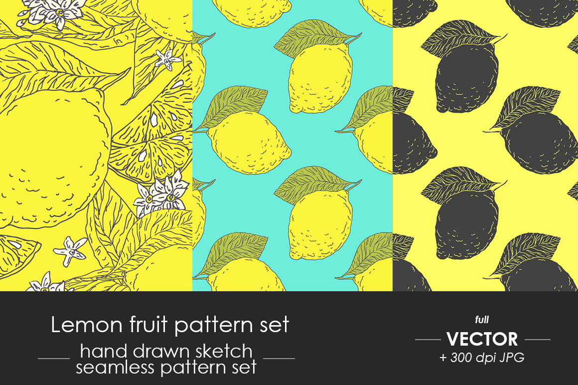 Lemon fruit pattern set, a Pattern Graphic by OKart.studio