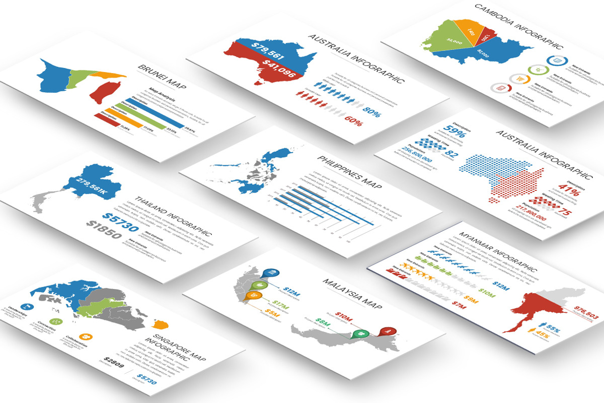 World Maps Bundle Powerpoint, a Presentation Template by SlideFactory