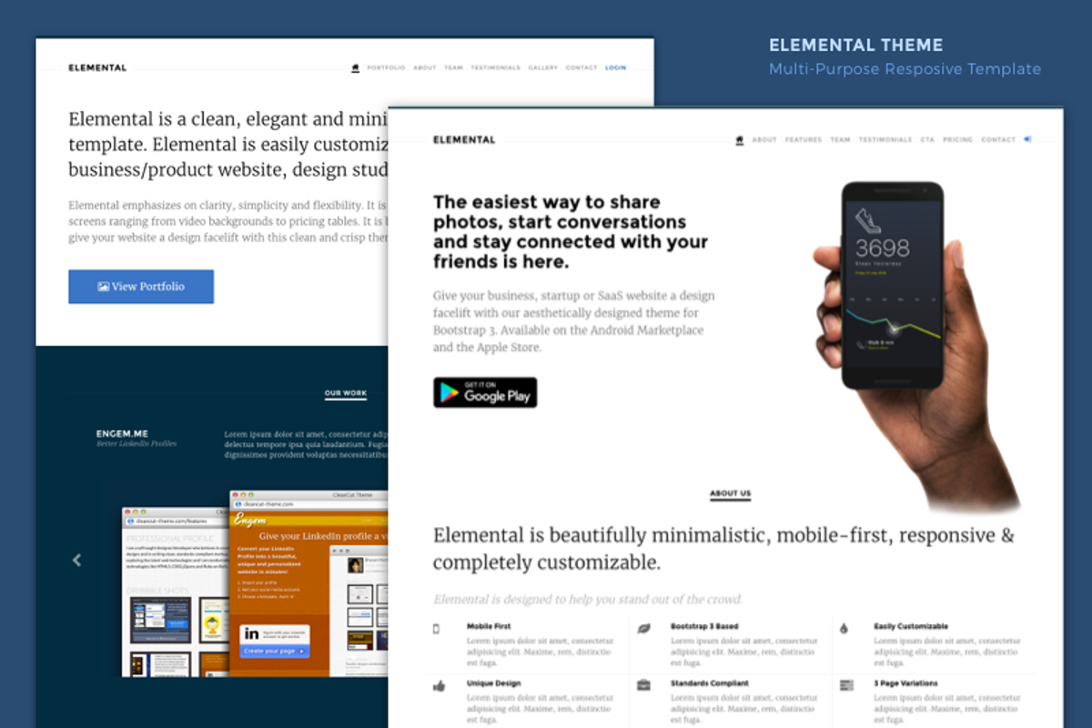 Elemental - Minimal & Elegant Theme, a Bootstrap Template by Authentic ...
