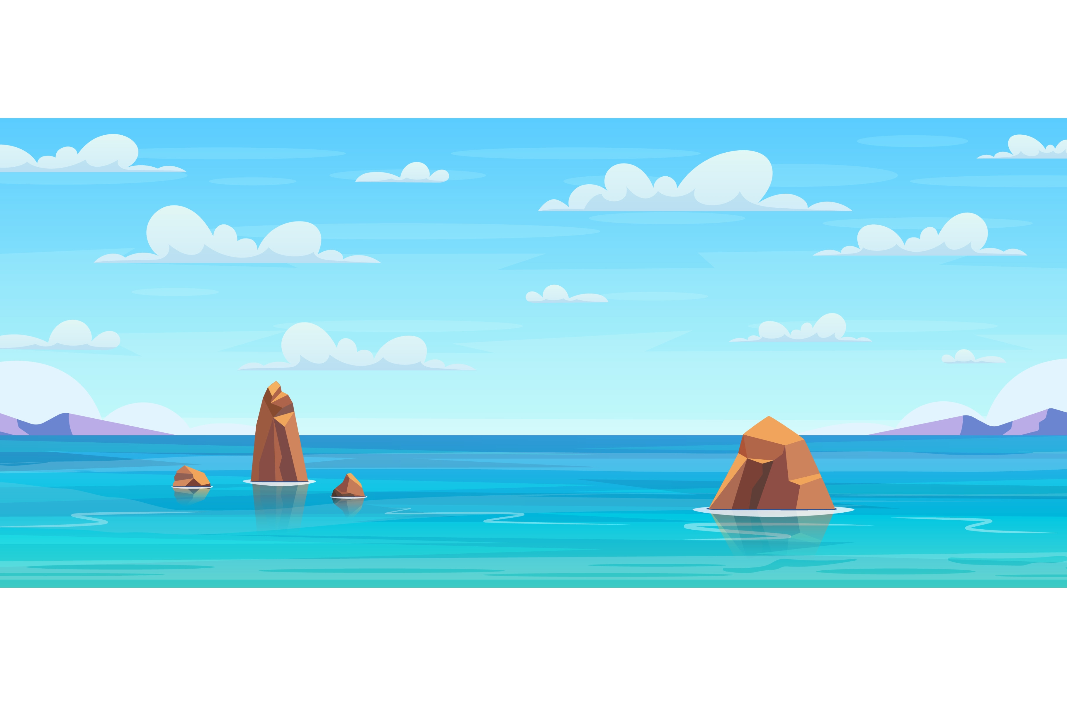 Ocean or sea water with waves and, an Illustration by ModVector ...