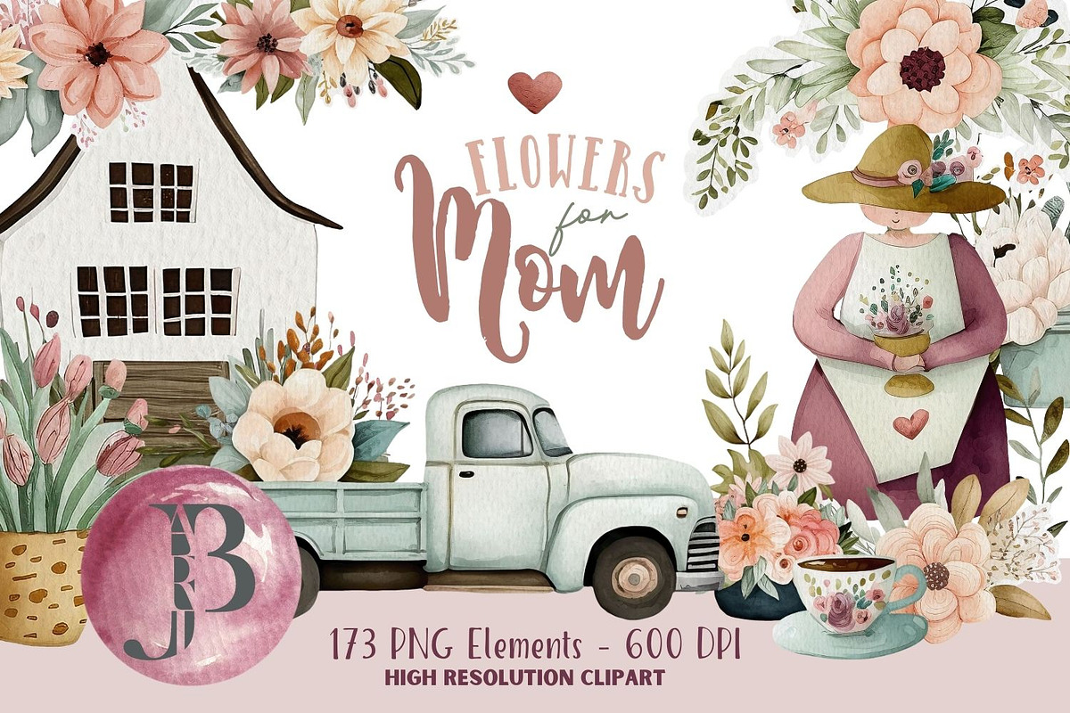 Mother's Day Farmhouse Clipart, a Graphic by JBArt Clipart | Creative Market