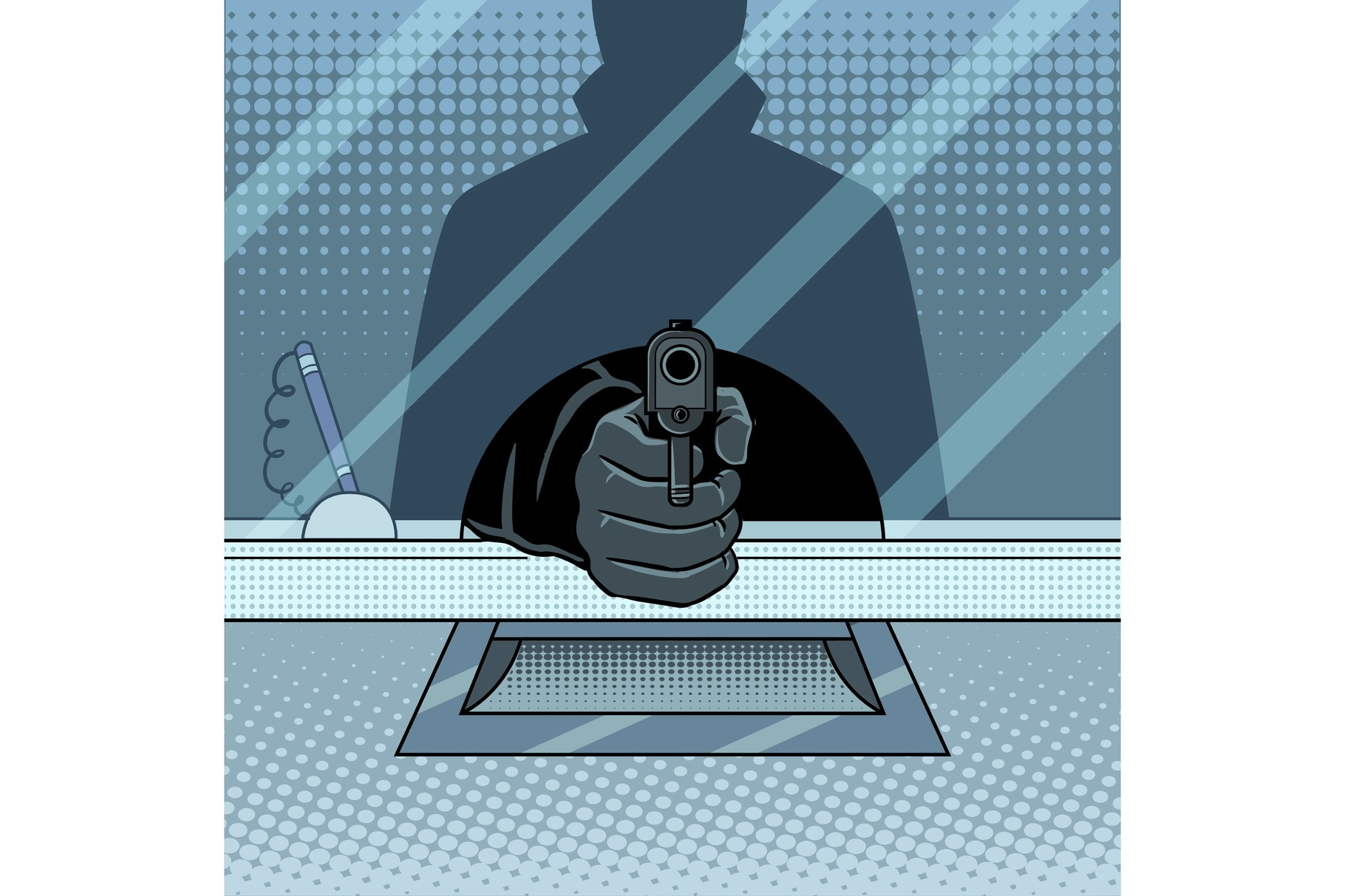 Bank robbery with gun pop art vector illustration, an Object Graphic by ...