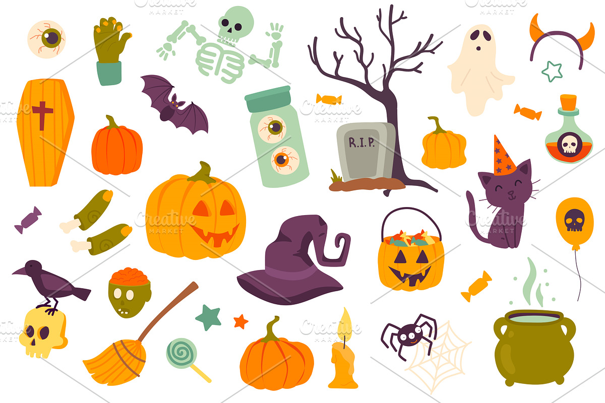Halloween isolated objects set, an Object Illustration by alexdndz ...