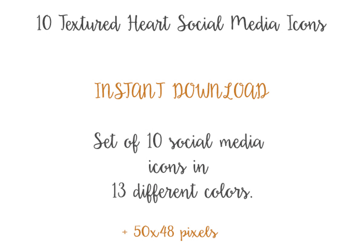 Textured Heart Social Media Icons, an Icon by Minty Fox Designs