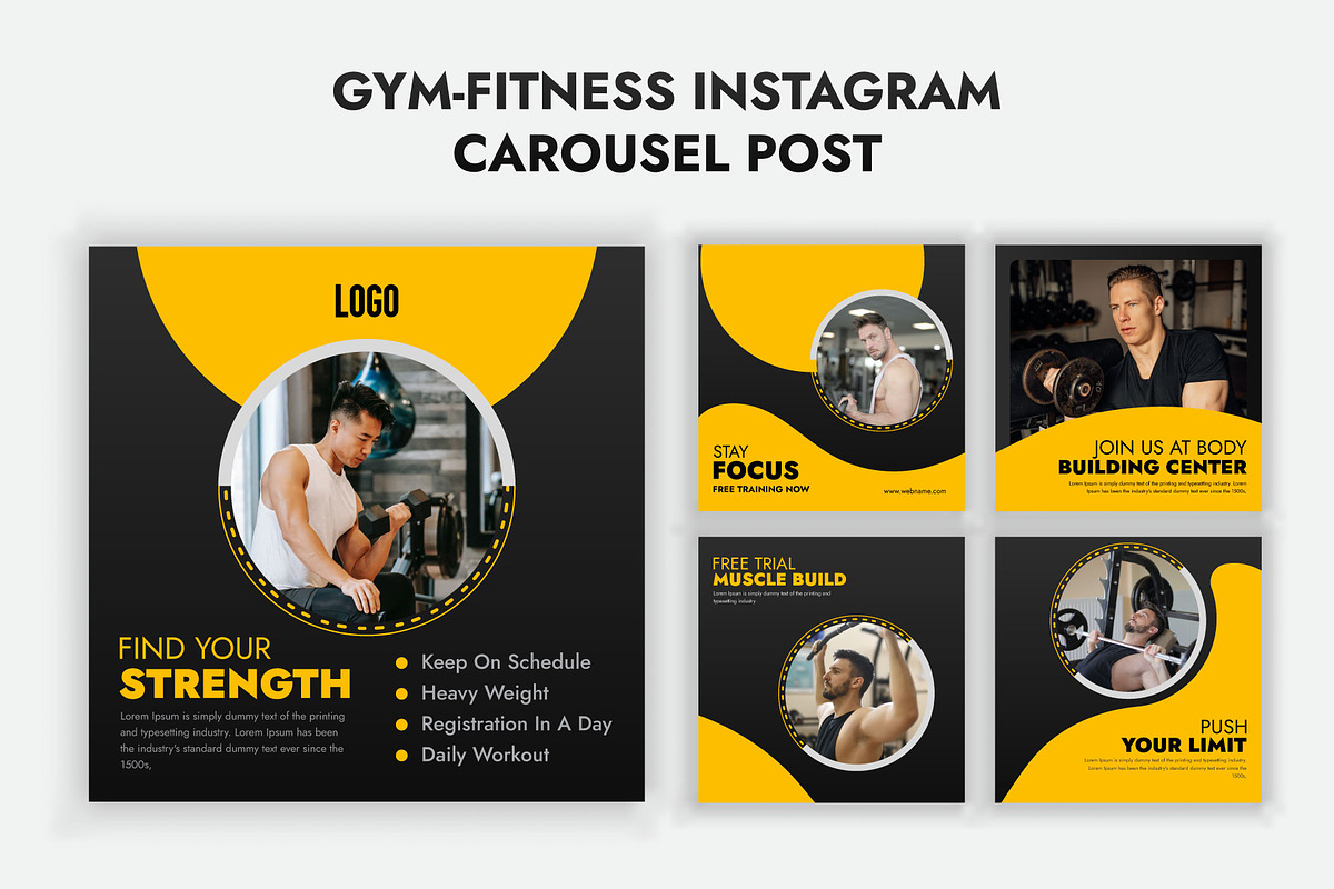 20 Of Gym-Fitness carousel template, a Social Media Template by Kazi ...