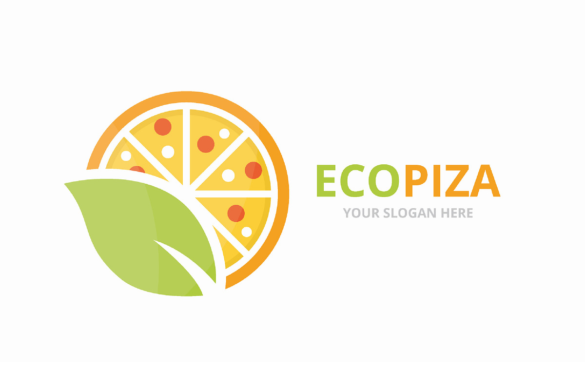 Vector pizza and leaf logo, a Branding & Logo Template by GraphiShop