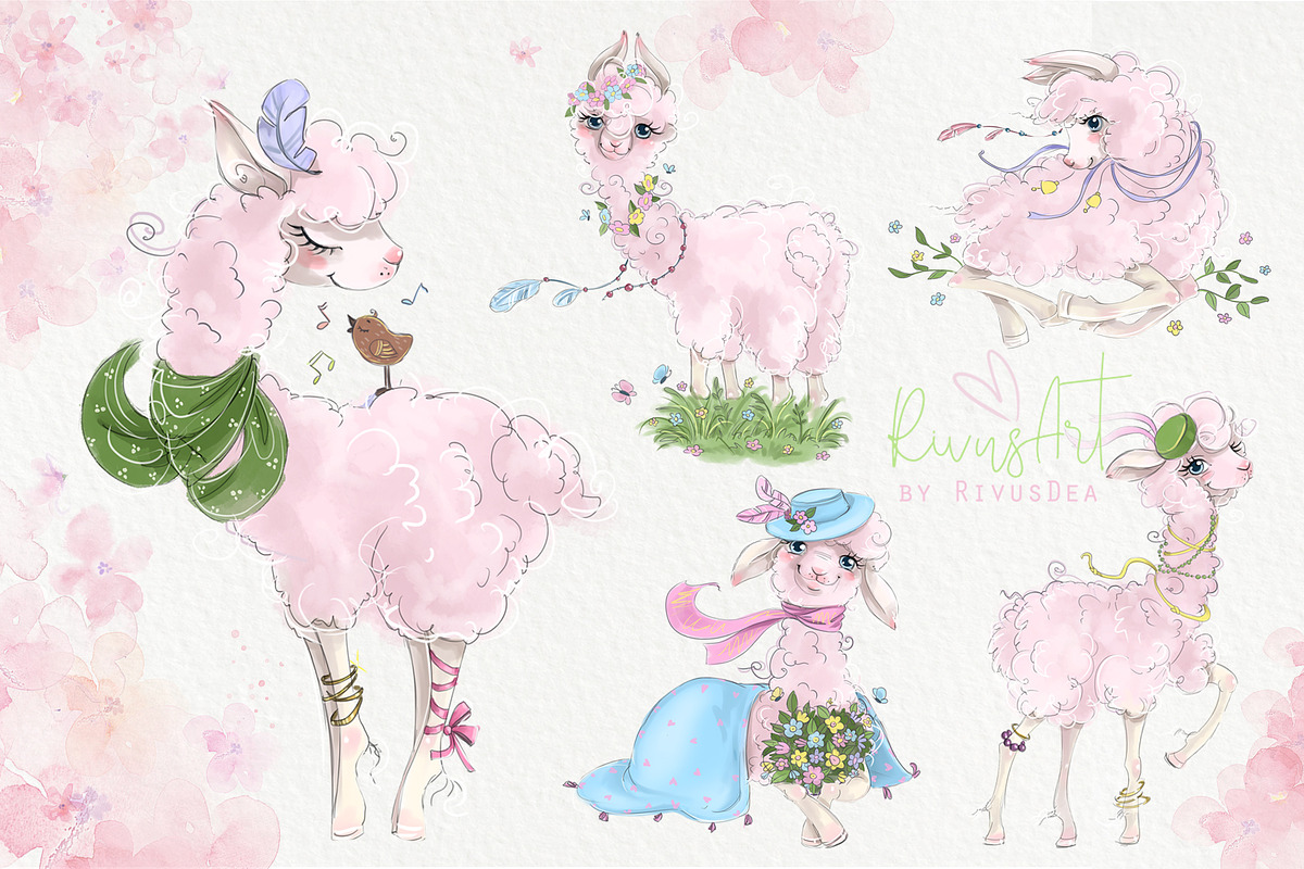 Llama PNG Clipart. Spring Alpaca, an Animal Illustration by RivusArt