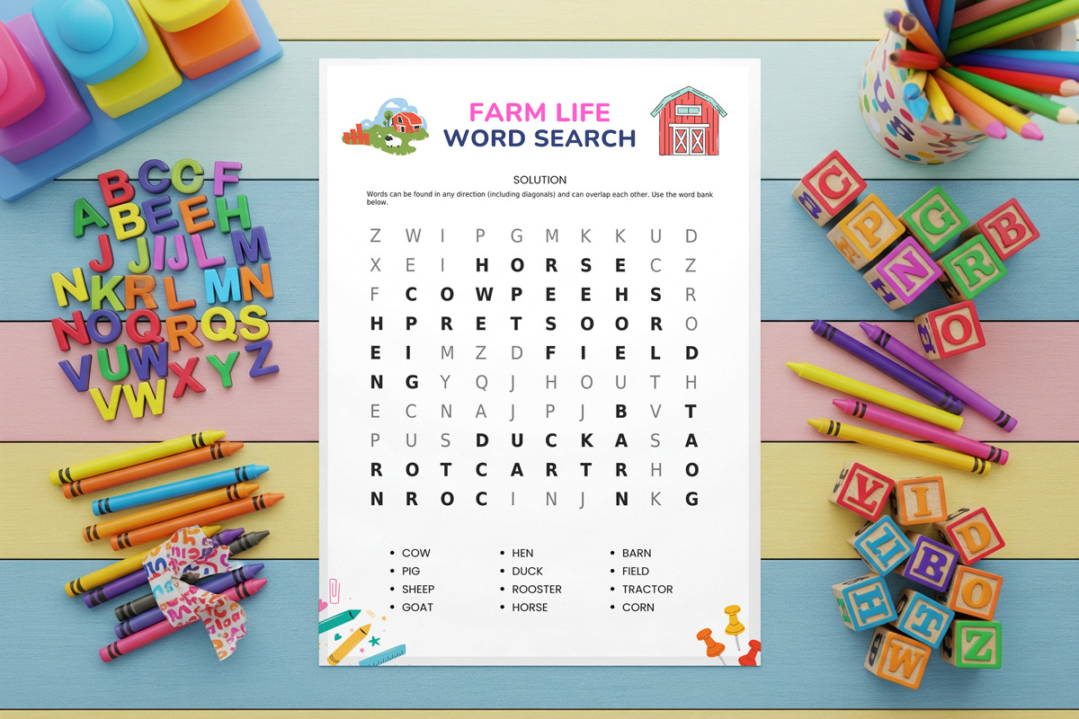 Word search worksheet page mockup, a Books & Magazine Mockup by Rami's ...