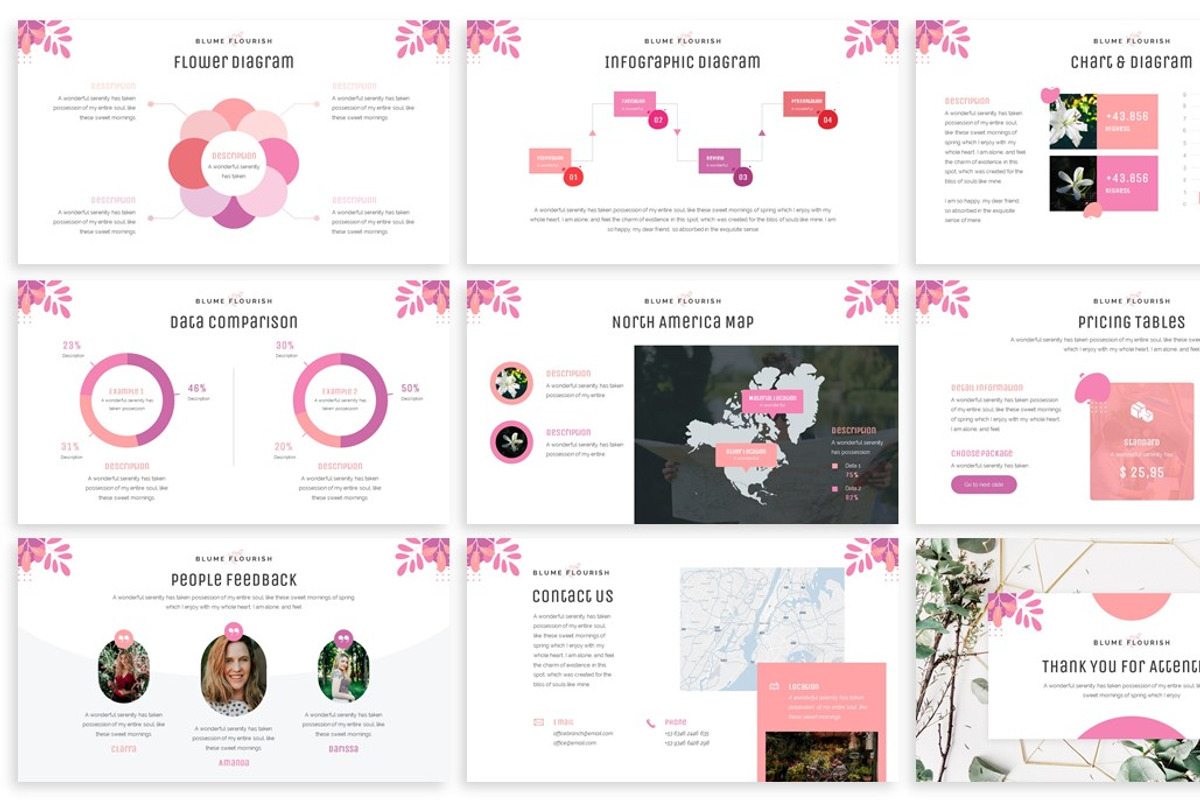 Blume - Florist Google Slides, a Presentation Template by SlideFactory
