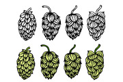 engraving style Hops set, an Object Illustration by IllustrationArtShop