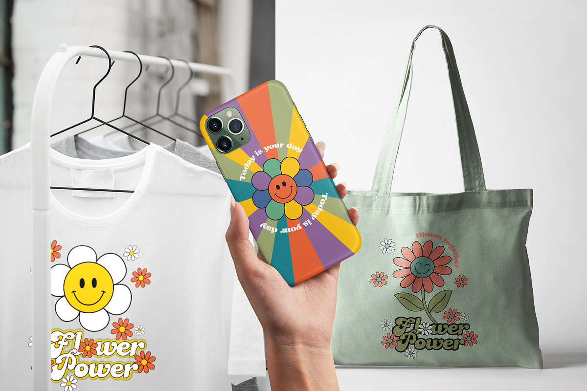 Retro Smiley flowers collection