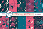 Pink Halloween Paper, a Pattern Graphic by Poppymoondesign