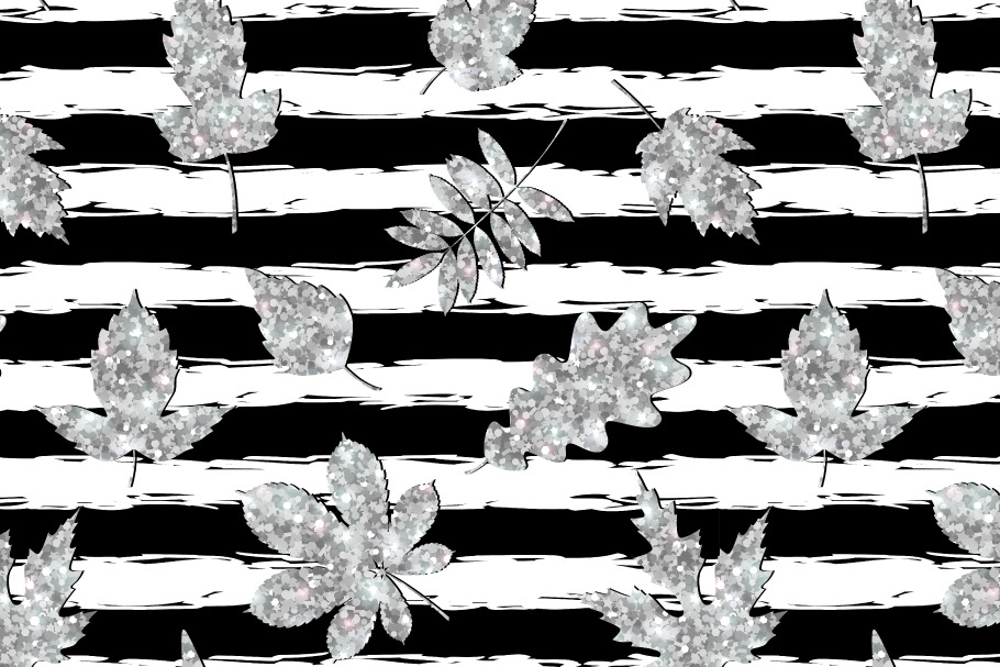Silver leaves pattern, a Pattern Graphic by kotoffei