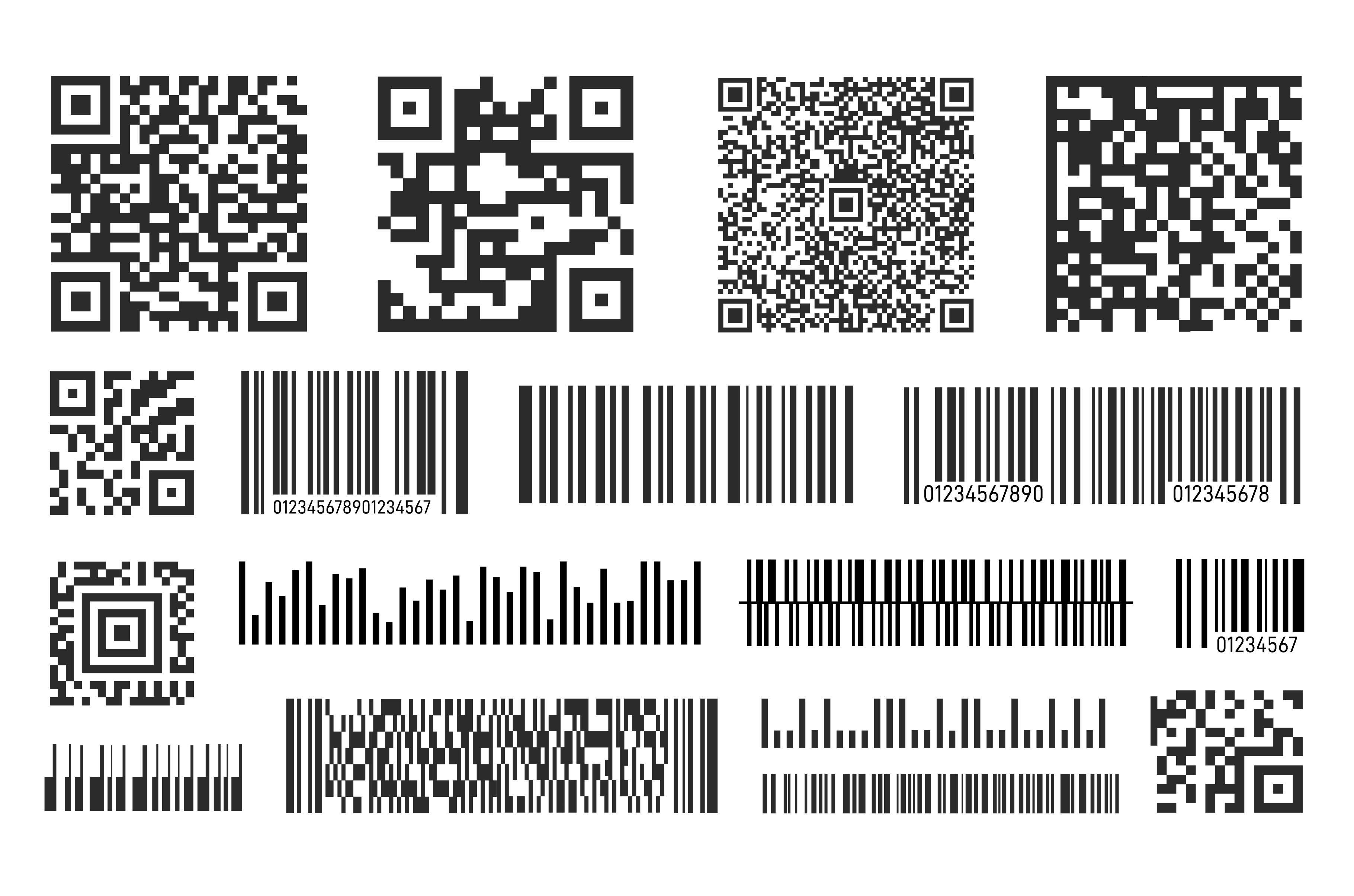 Barcodes. Black barcode, qr code for | Background Graphics ~ Creative ...