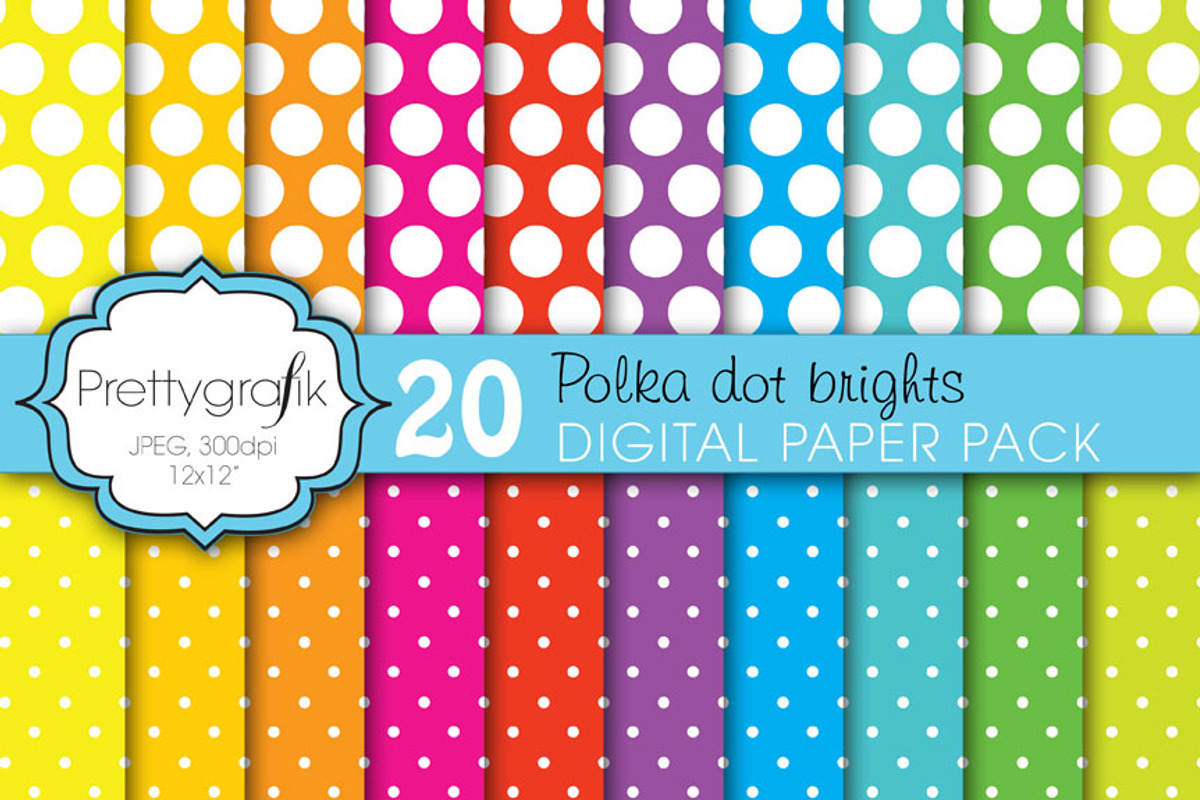 polka dot brights digital paper, a Pattern Graphic by PrettyBundles