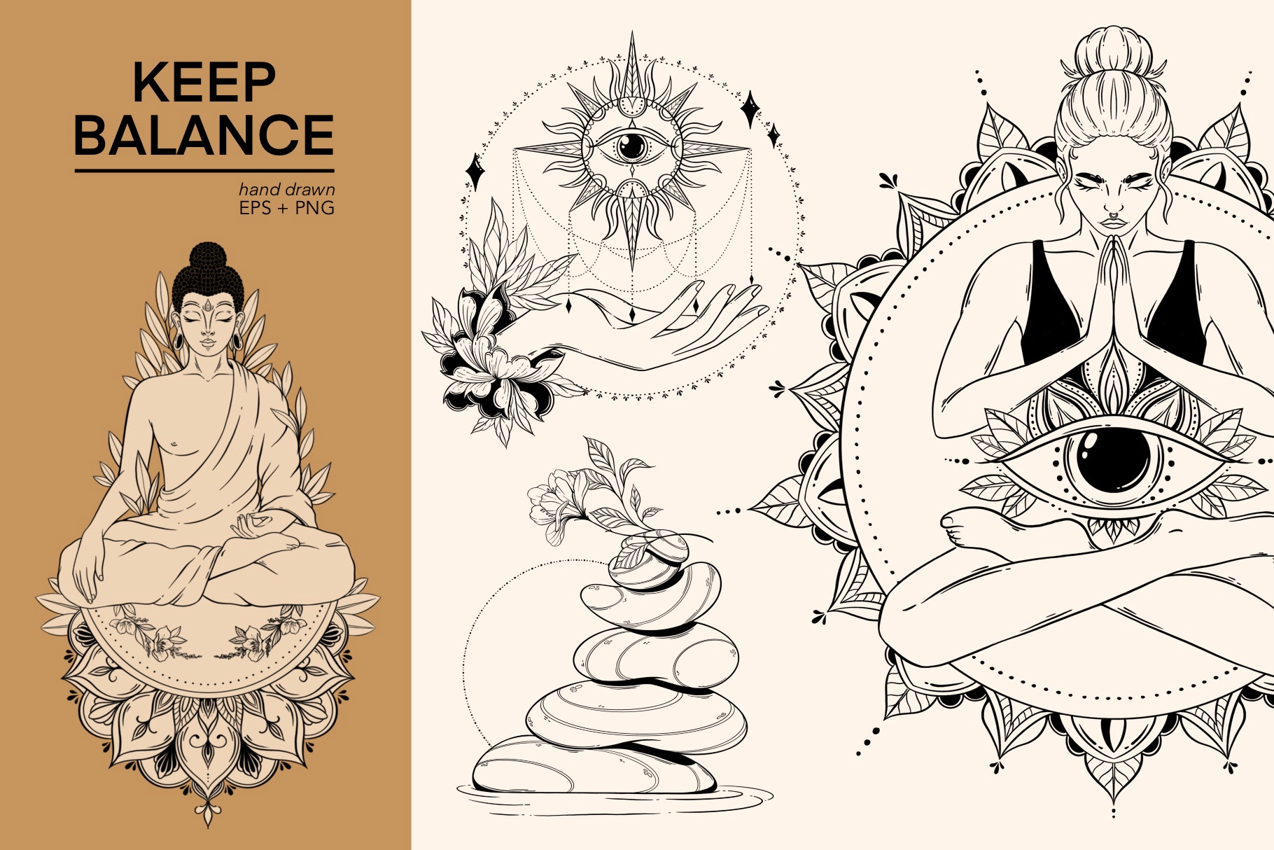Keep balance. line art set., a Graphic by xenipie