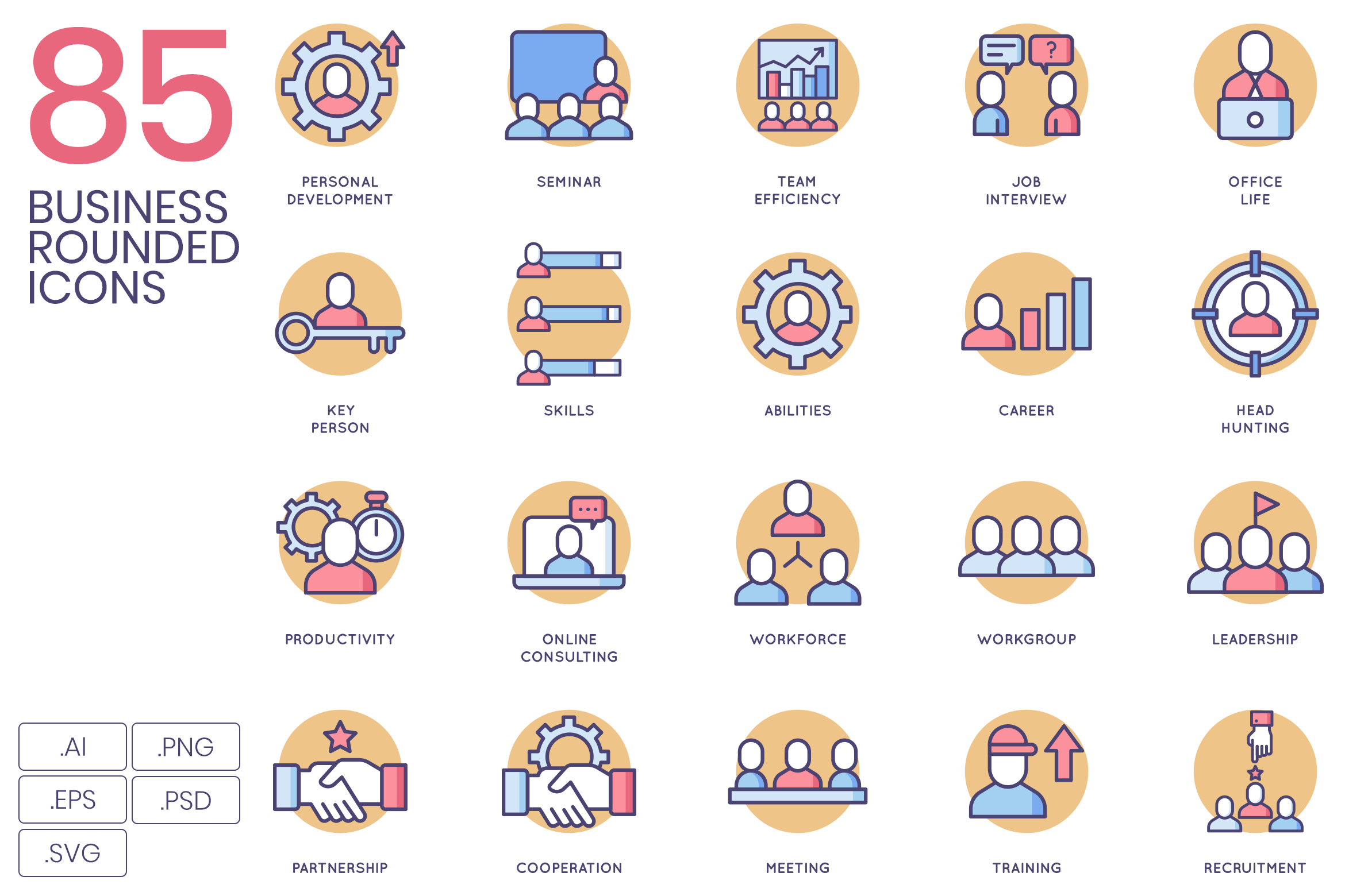 85 Business Icons - Flat Circular, an Outline Icon by Flat Icons