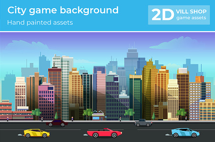 2d City Background, an Illustration by 2dvillShop