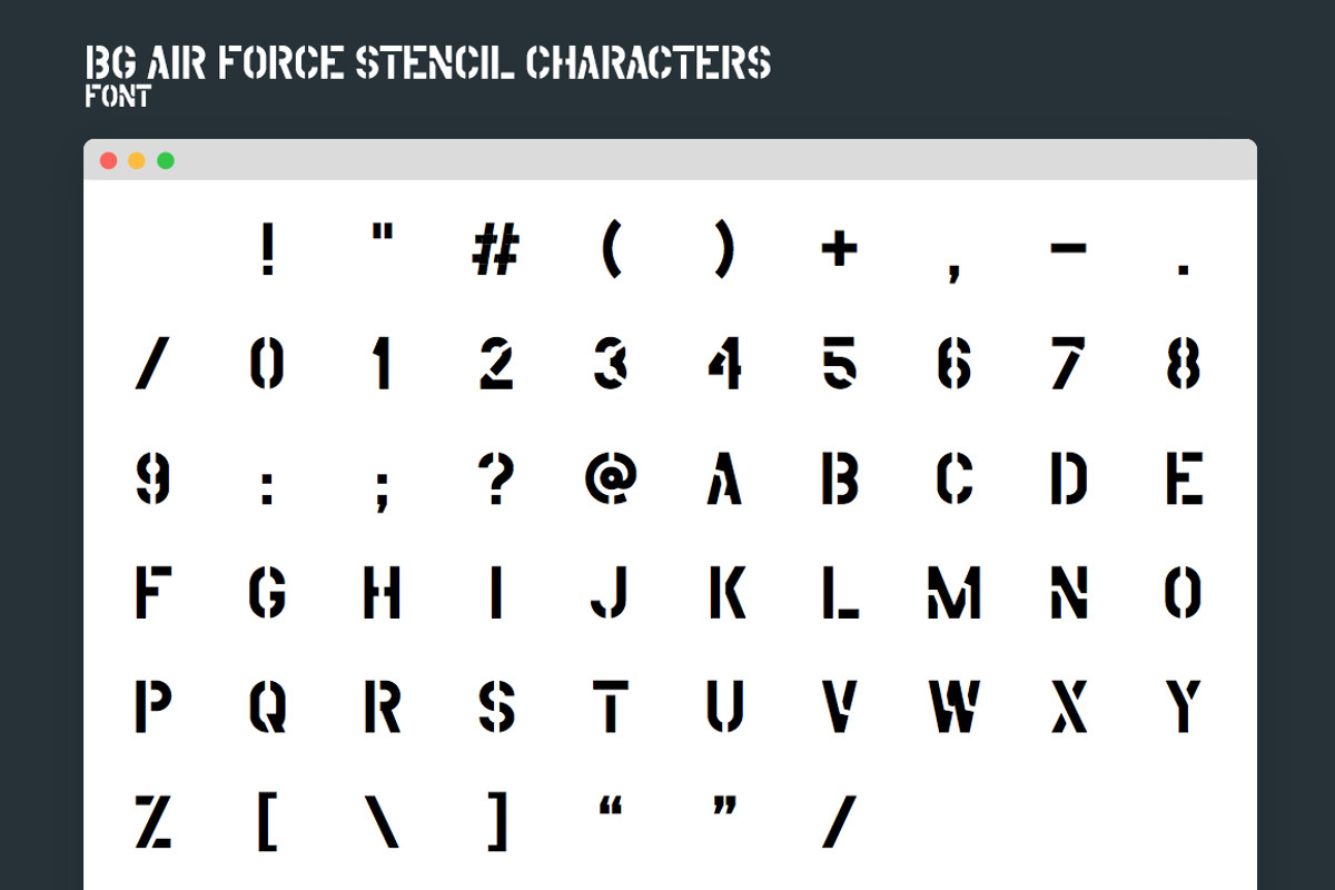 USAAF Air Force Stencil Font, a Sans Serif Font by theungsys