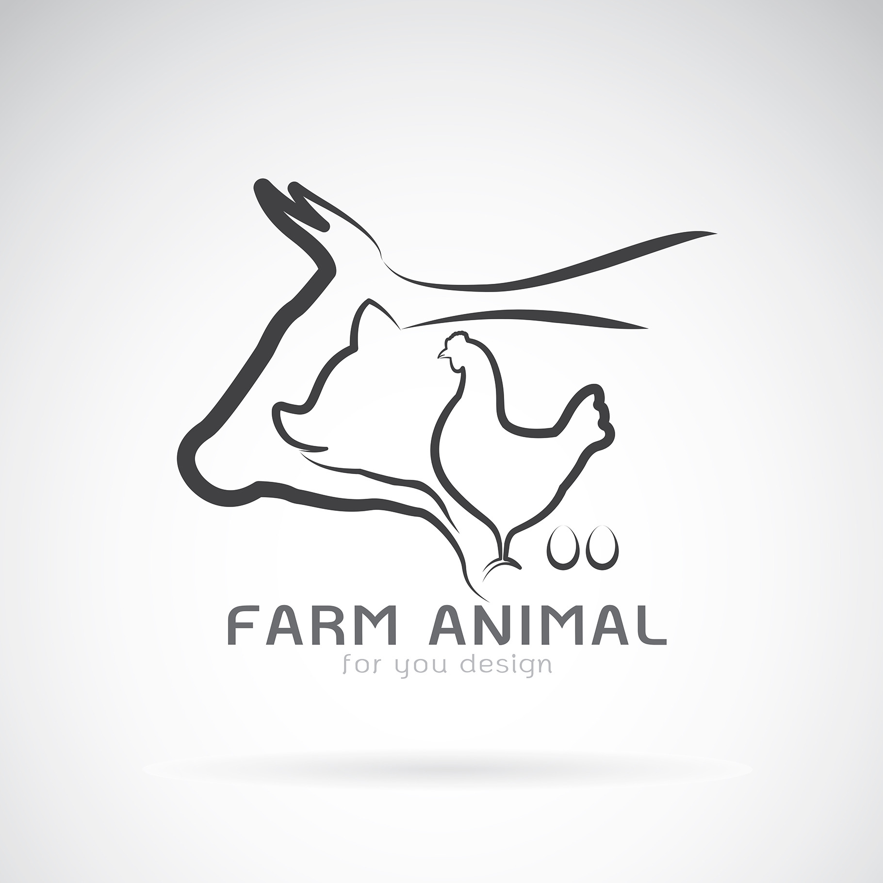 Vector group of animal farm label., an Icon by yod67 | Creative Market