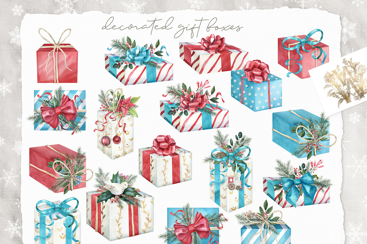 Watercolor Christmas clip art set, an Illustration by WonderWonder ...