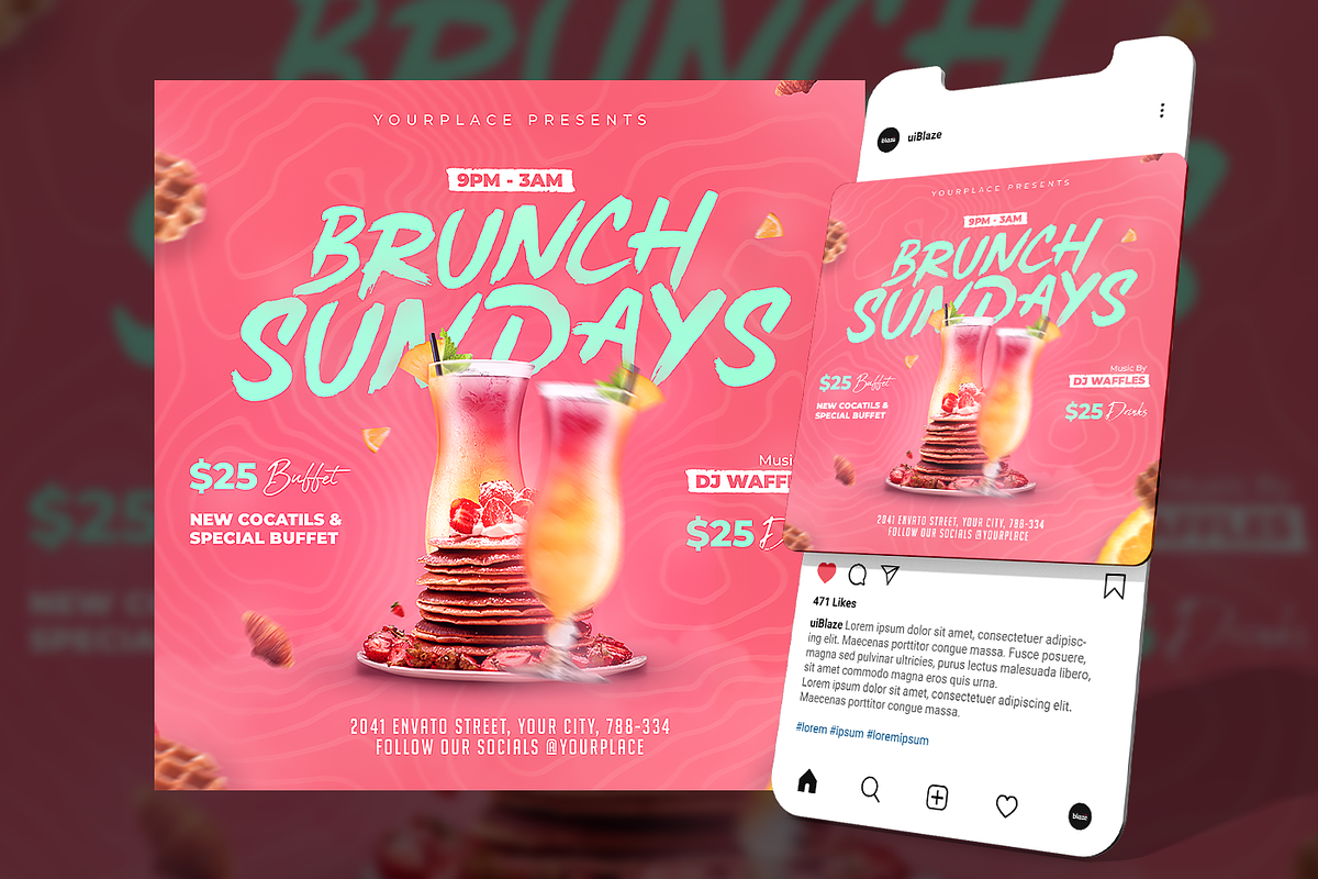 Brunch Flyer, a Flyer Template by FLYERHIVE | Creative Market