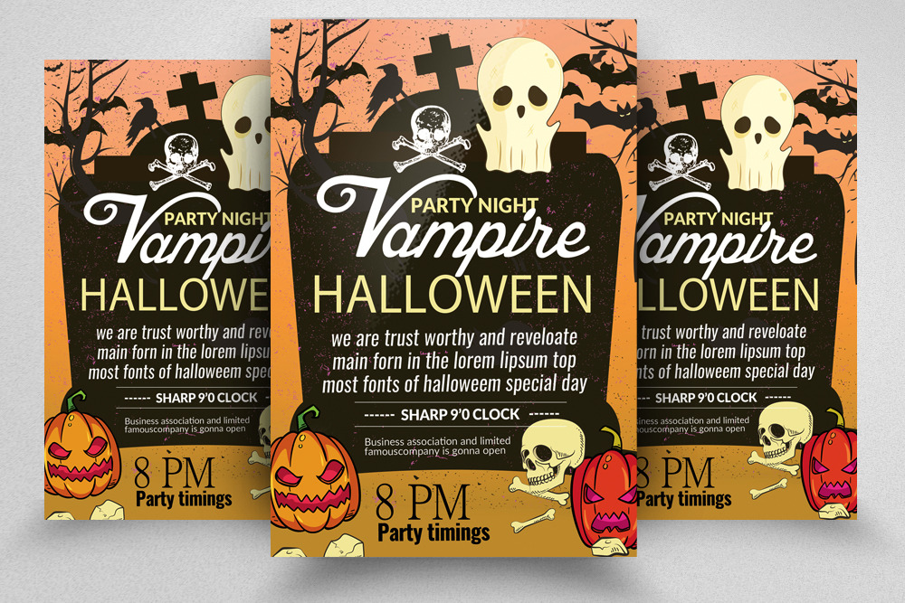 Vampire Halloween Party Flyer, a Flyer Template by Design Up