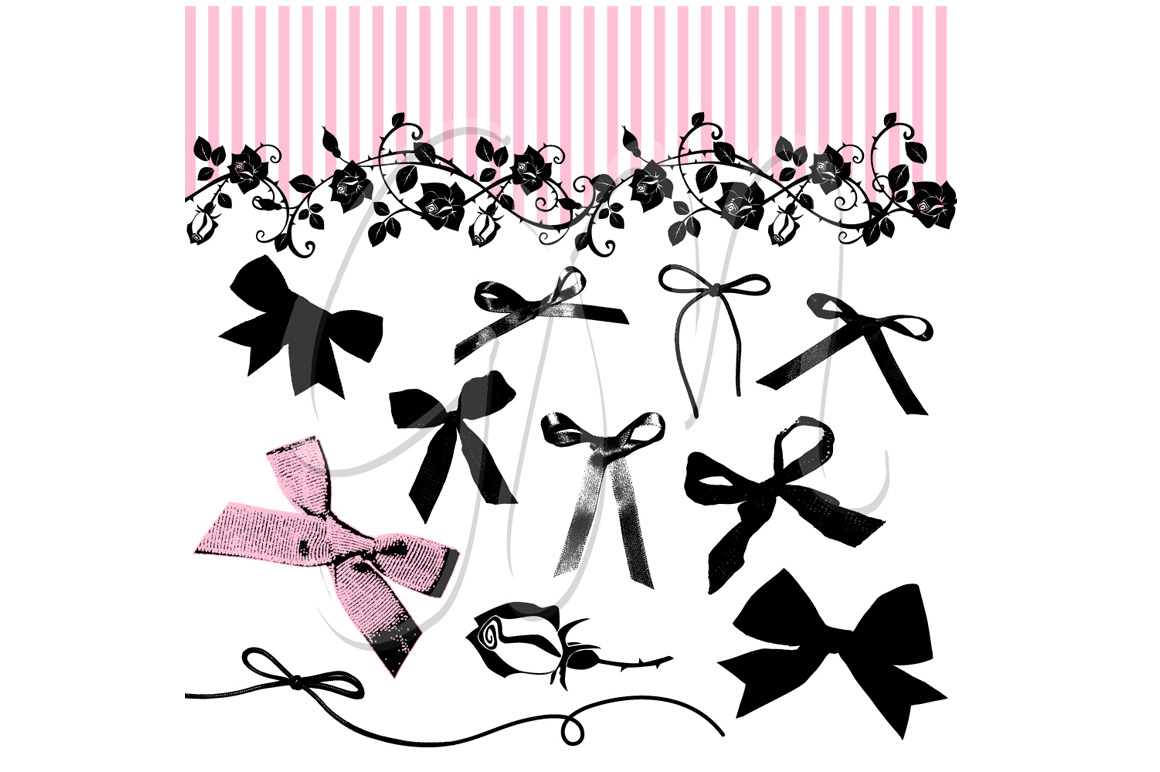 20 Ribbon Bows Clip Art and roses | Illustrations ~ Creative Market