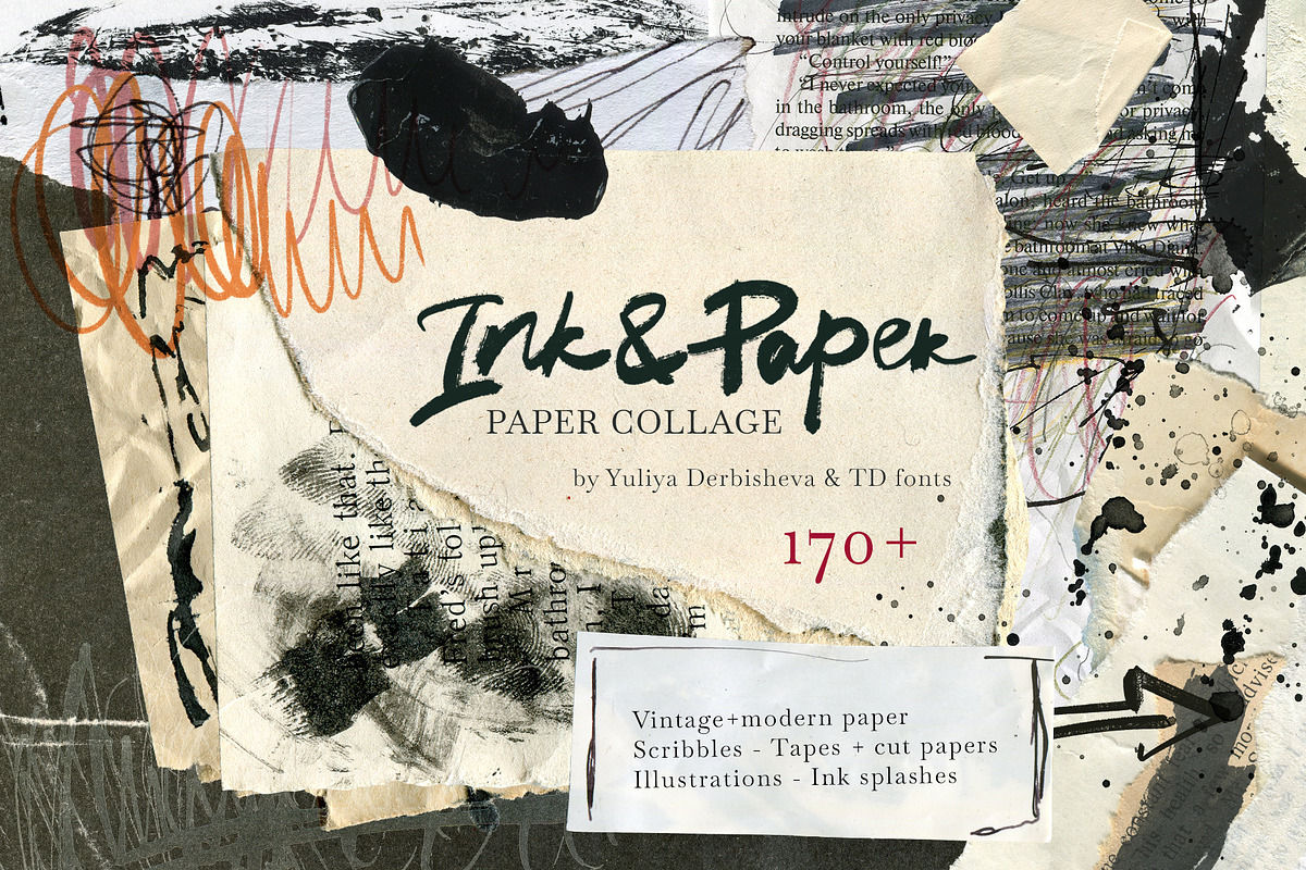 Ink & Paper Collage Mixed Media scraps