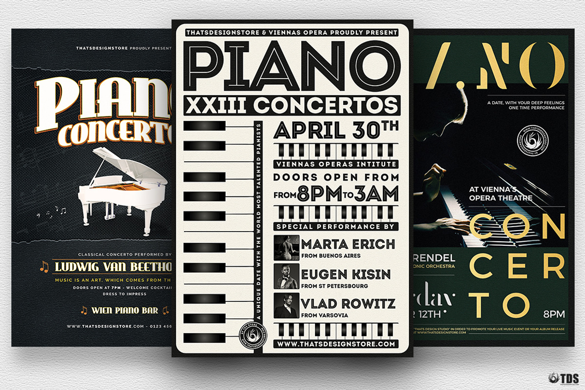 Piano Concerto Flyer Bundle, a Flyer Template by ThatsDesign Art
