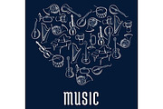 Heart shape with musical instruments, a Background Graphic by Vector ...