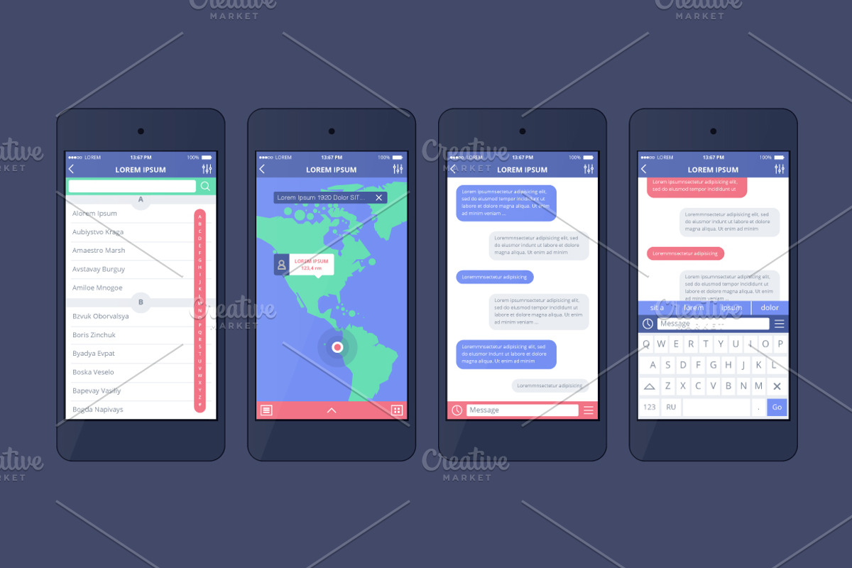 Phone GUI Template for PSD, AI, EPS., a Device Mockup by fet