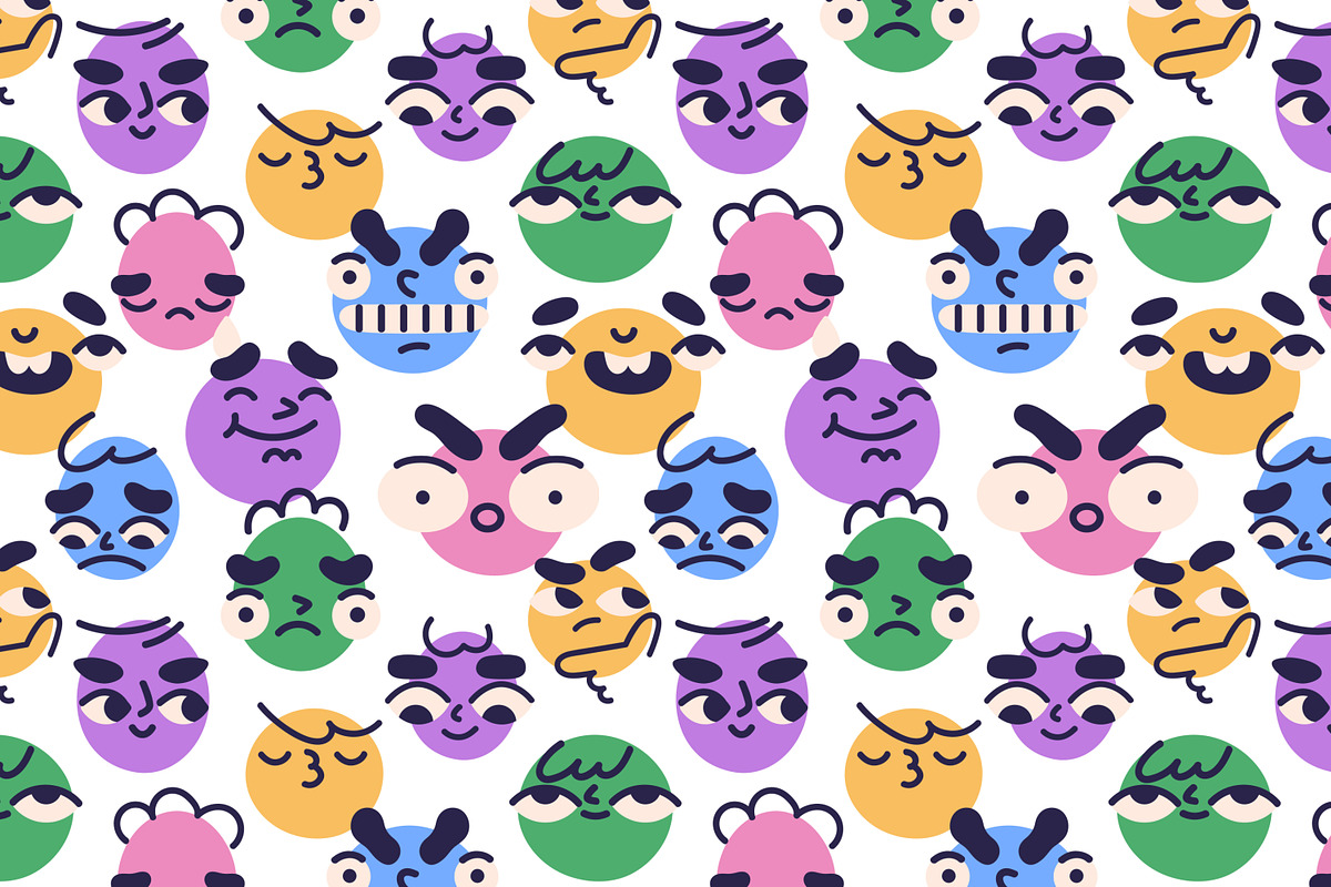 Abstract faces seamless patterns, a Pattern Graphic by Good Studio